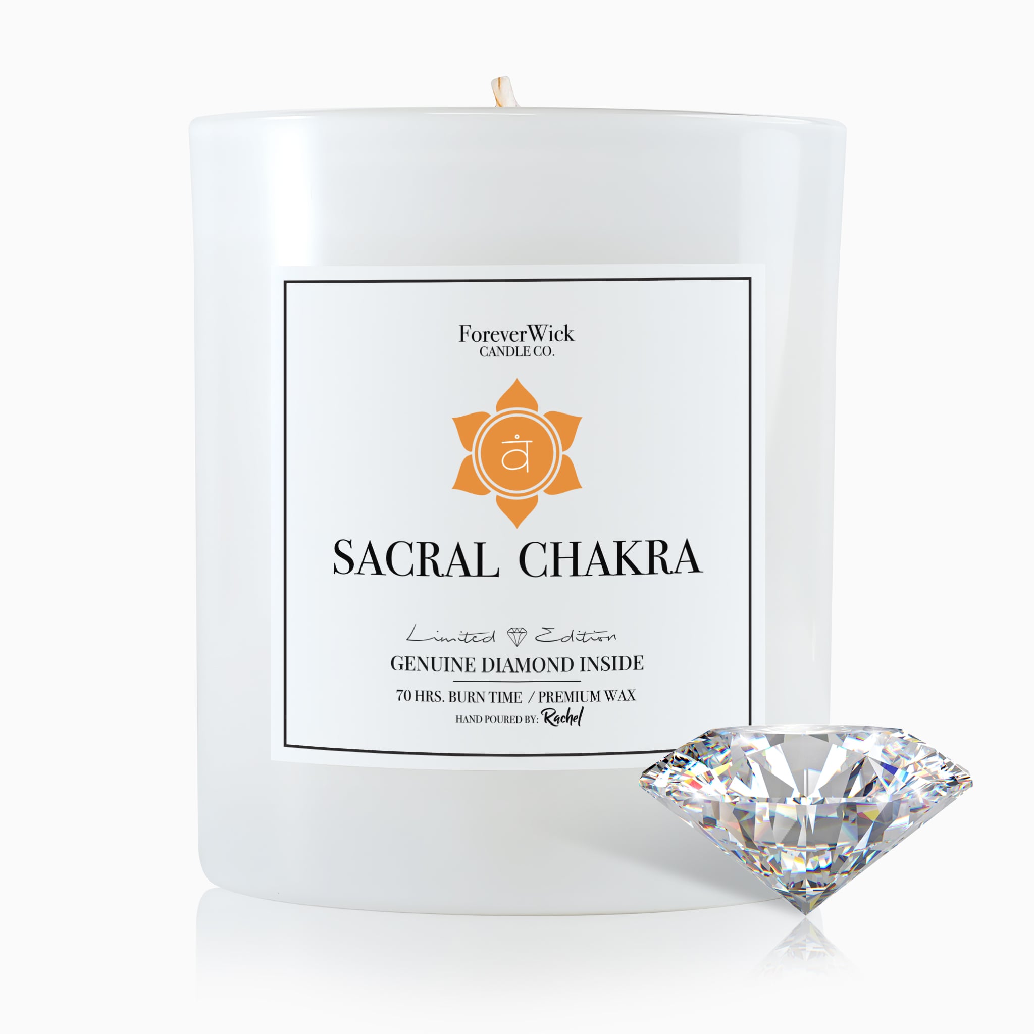 Sacral Chakra - Crystal & Diamond Candle – ForeverWick Candle