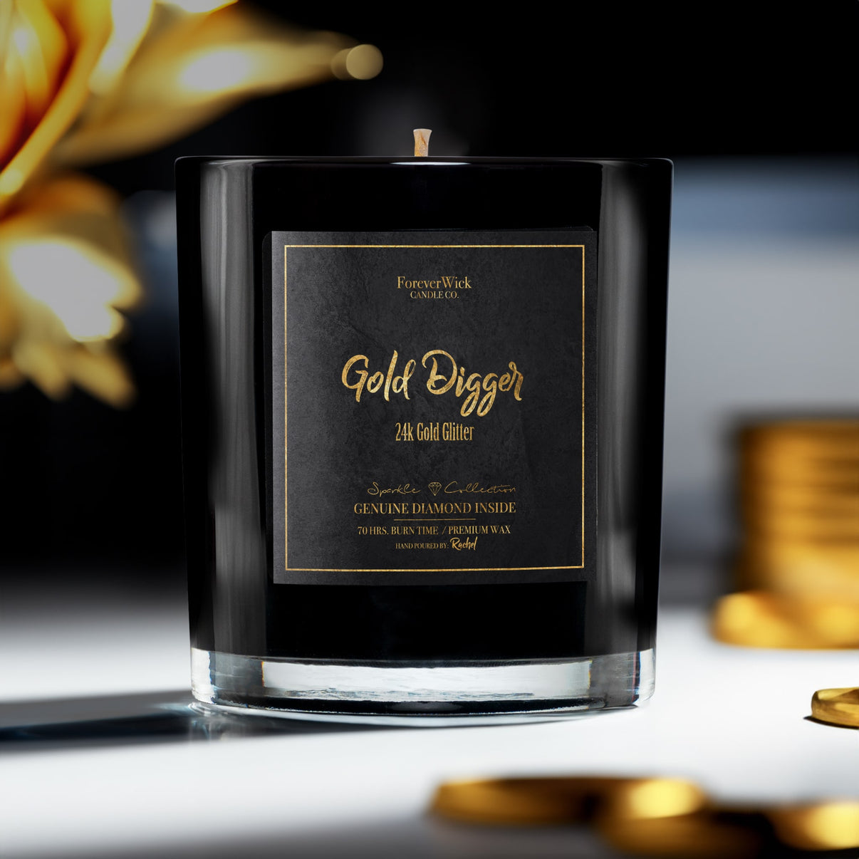 24K Gold Digger Diamond Candle - ForeverWick.com