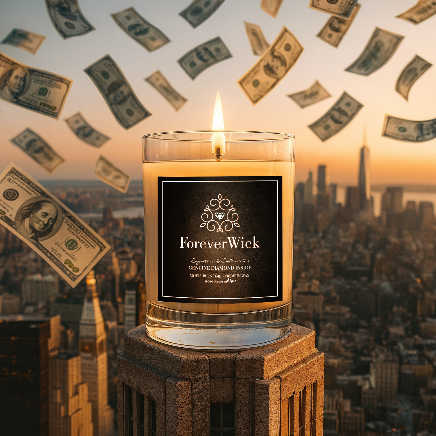 24K Gold Digger Diamond Candle - ForeverWick.com