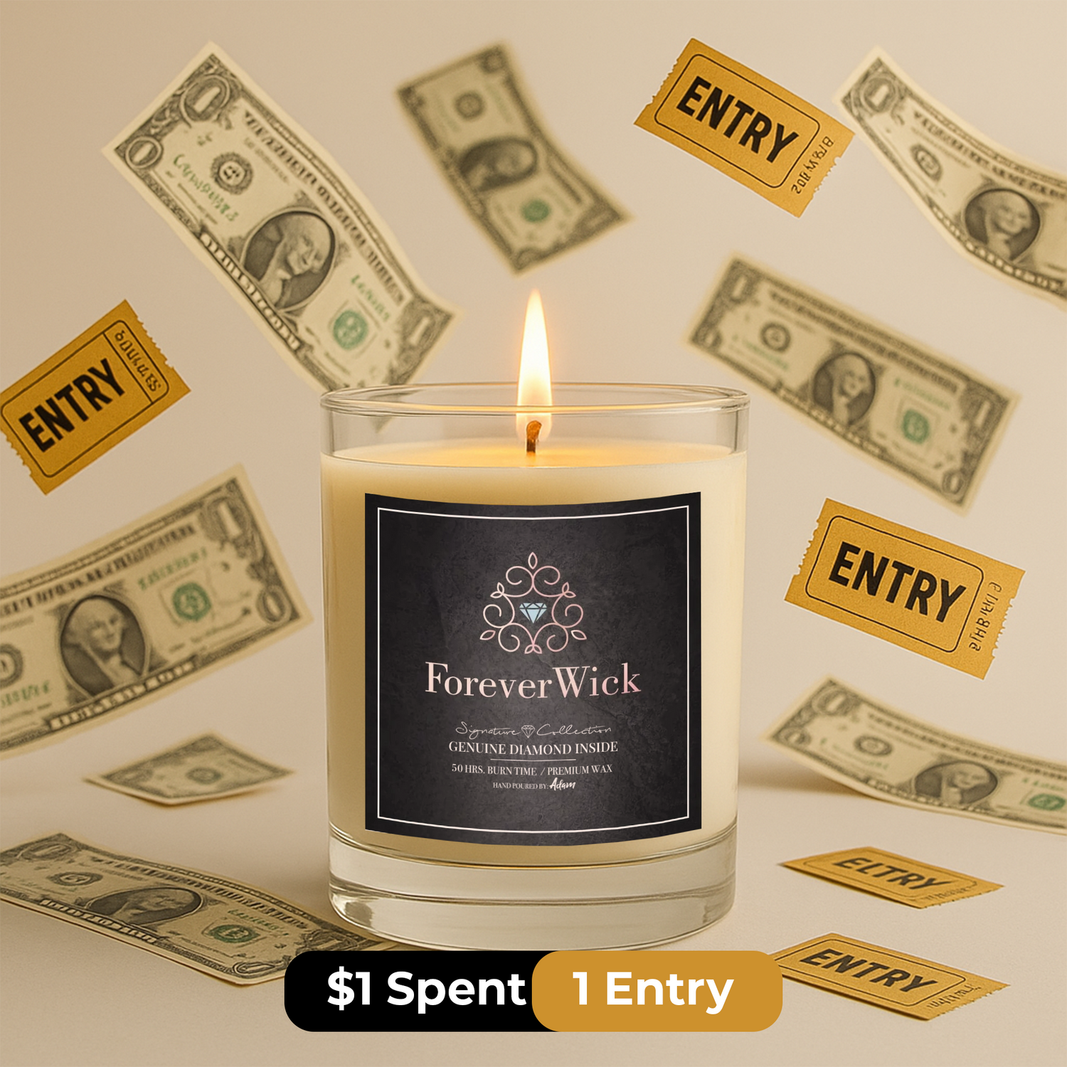 24K Gold Digger Diamond Candle - ForeverWick.com