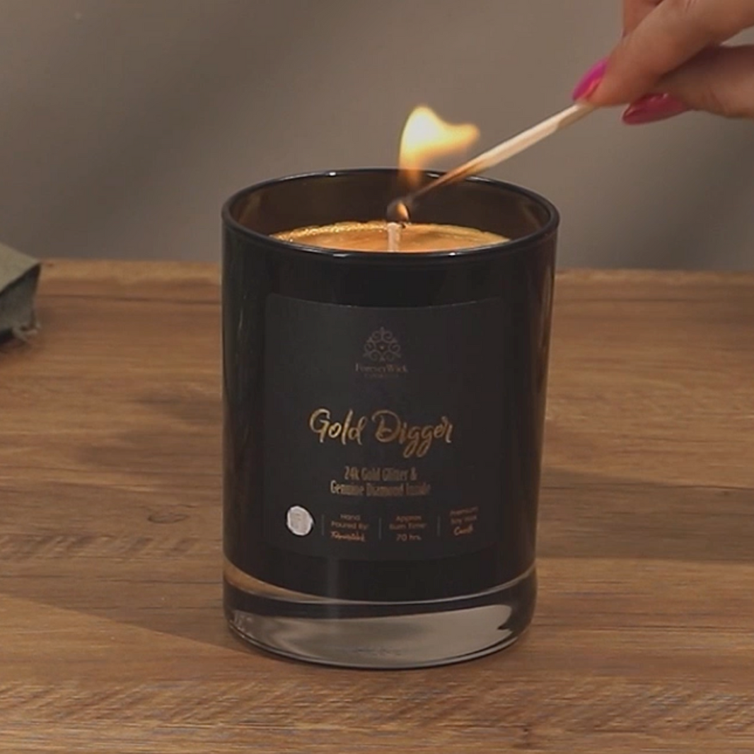 24K Gold Digger Diamond Candle - ForeverWick.com