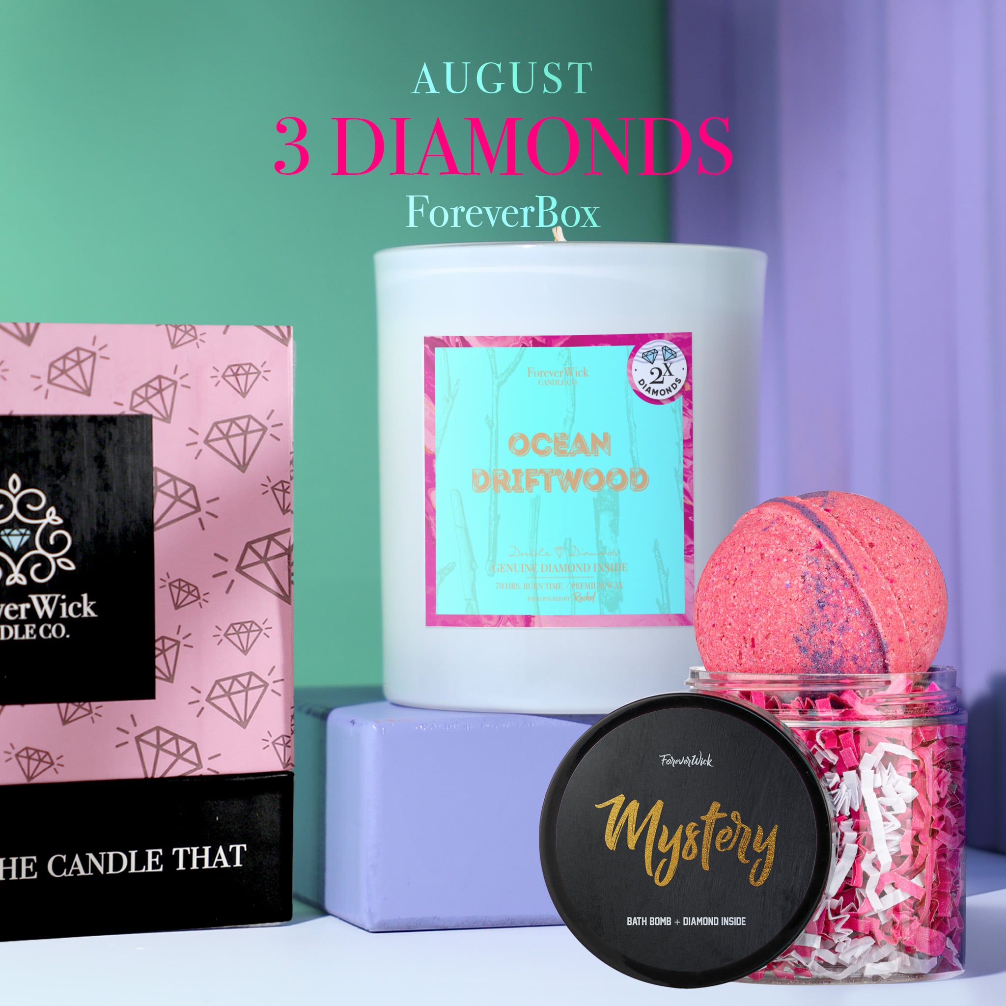 ForeverBox: Double Diamond Candle + Mystery Diamond Bath Bomb