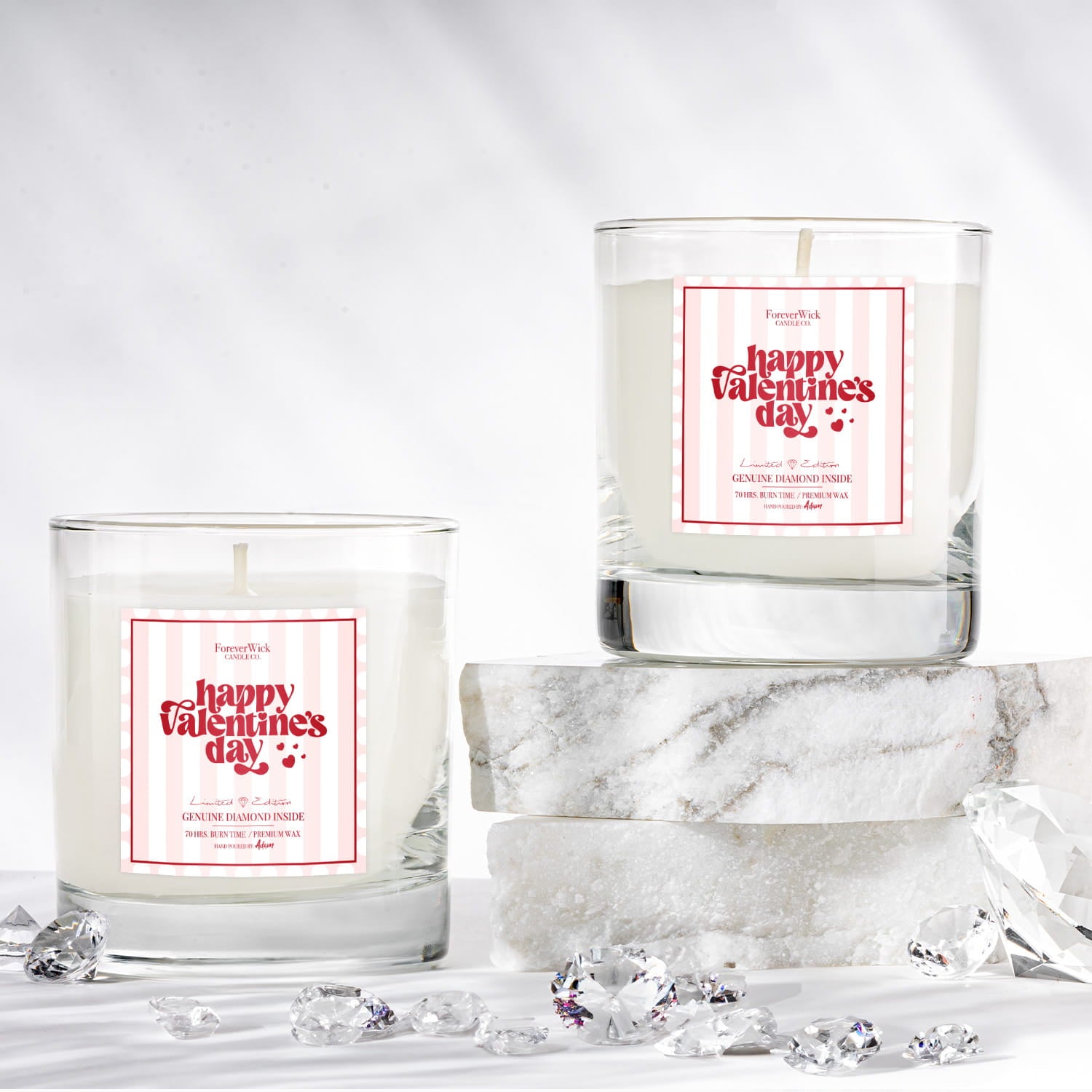 Happy Valentine's Day Diamond Candle