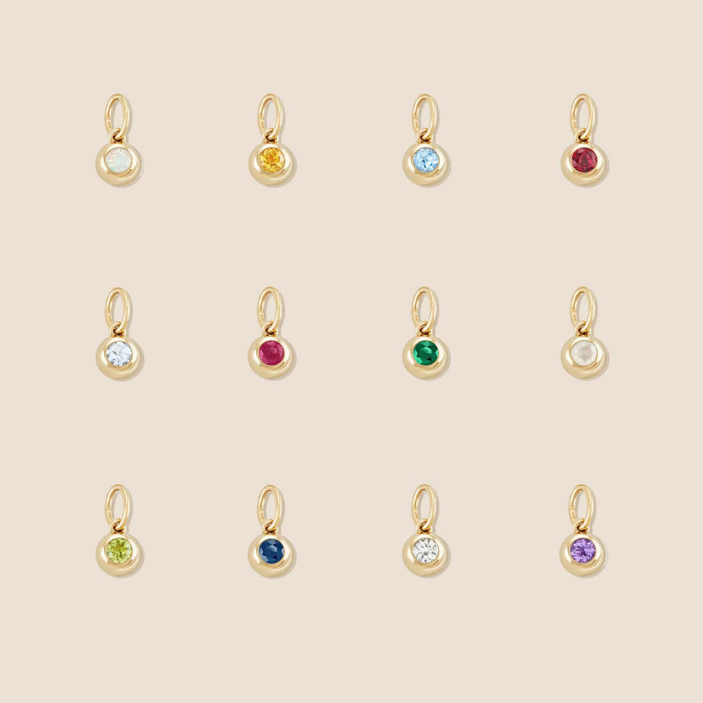 14K Yellow Gold Birthstone Sphere Charm
